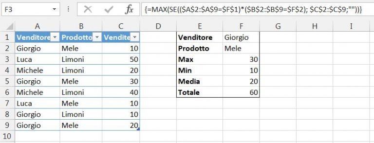 Come usare le matrici e le formule matriciali – Parte 4