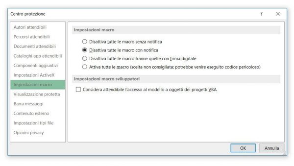 Configurare Excel per consentire le macro - Excel Academy