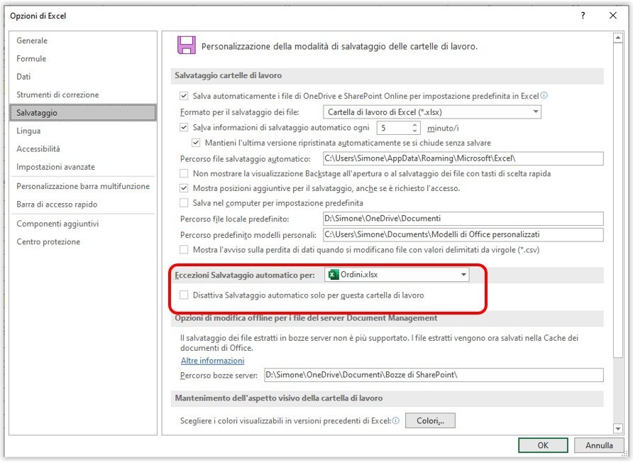 Come disabilitare il salvataggio automatico per singole cartelle di ...